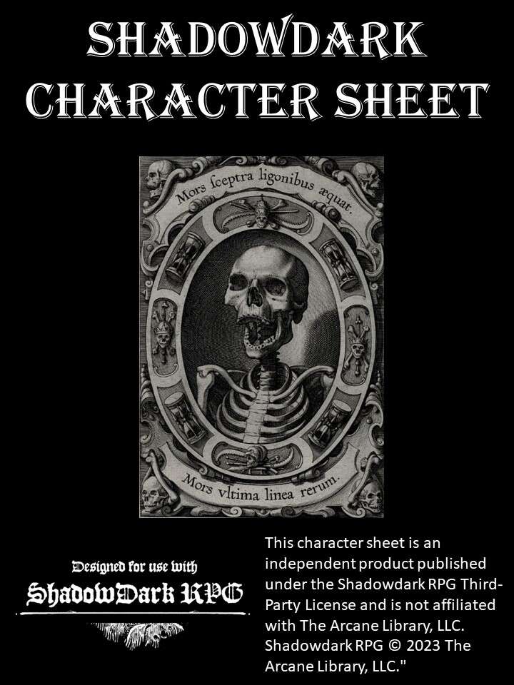 Shadowdark Character Sheet - Rocket Punch Press | DriveThruRPG