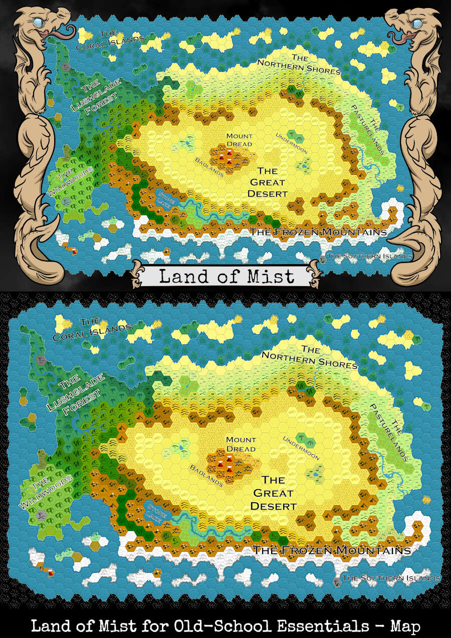 Land of Mist for Old-School Essentials - Map - BirdEnuf Books & Games ...