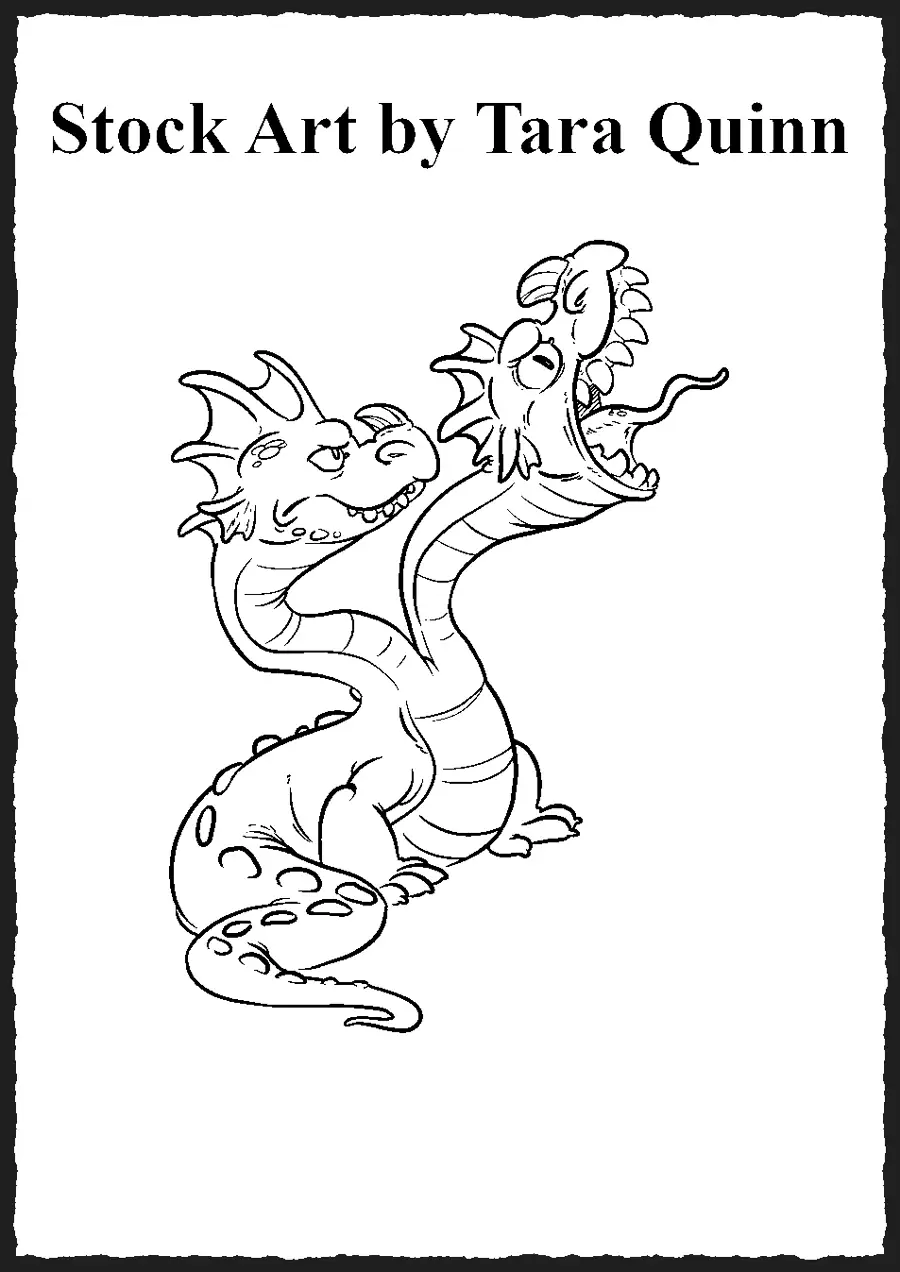 Two-Headed Dragon - RPG Stock Art by Tara Quinn - BirdEnuf Books ...