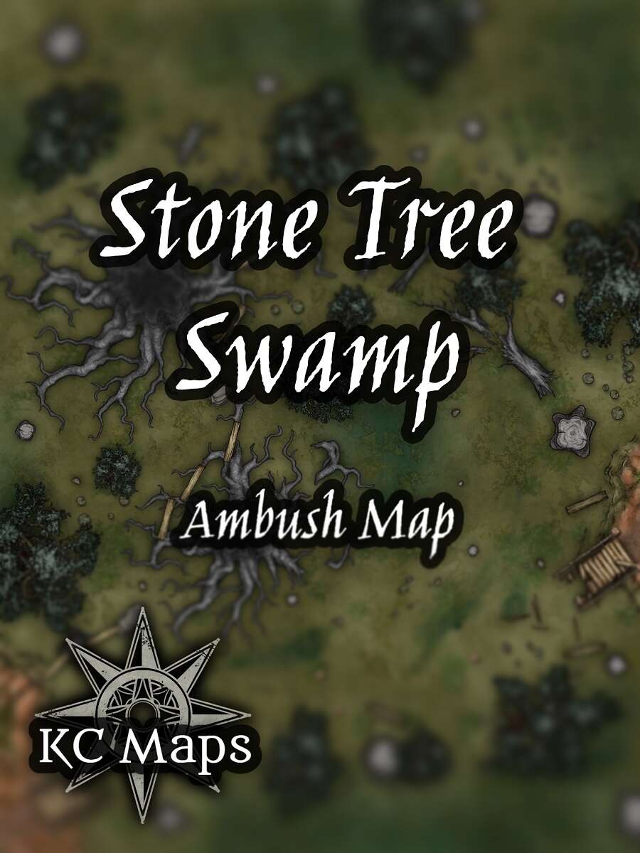 Stone Tree Swamp - Ambush Map - 30x40 battlemap - KC Maps | DriveThruRPG