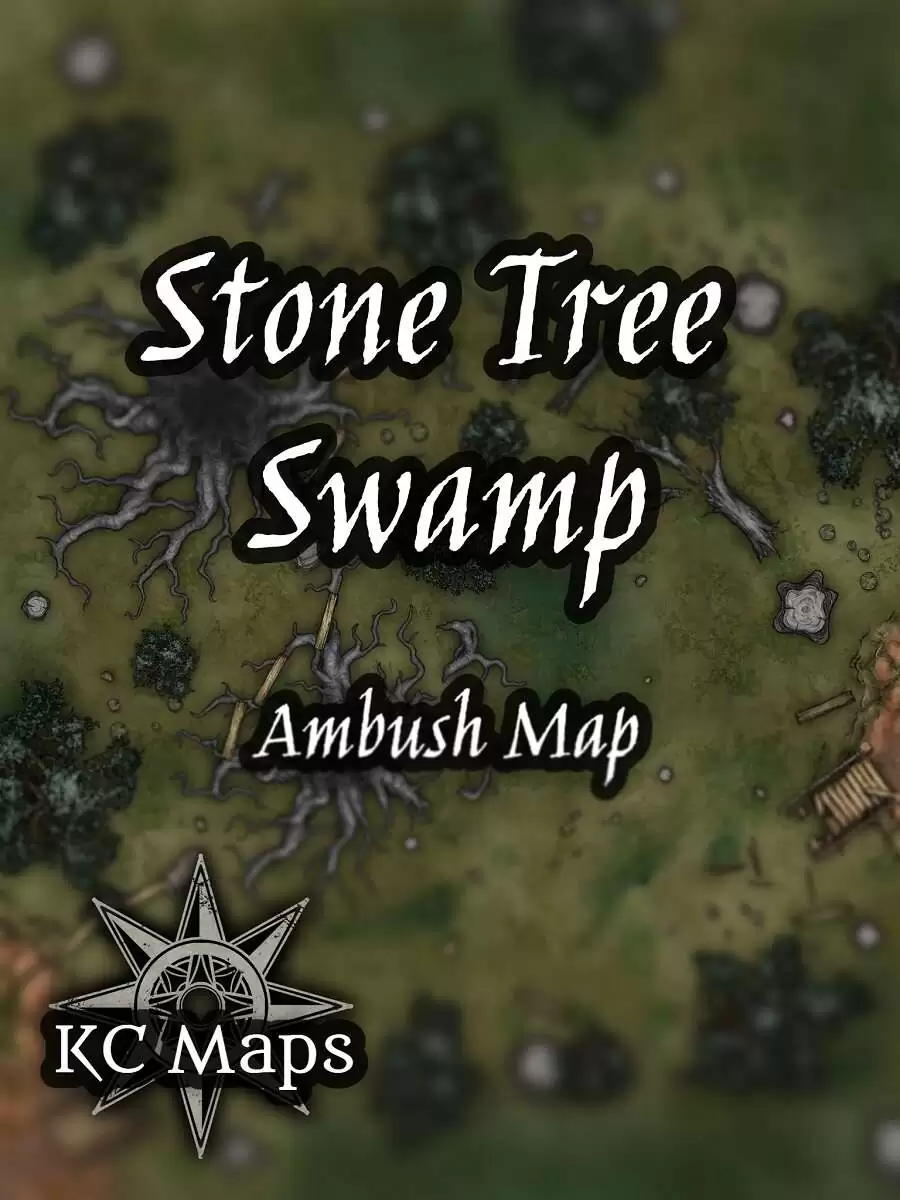 Stone Tree Swamp - Ambush Map - 30x40 battlemap - KC Maps | DriveThruRPG