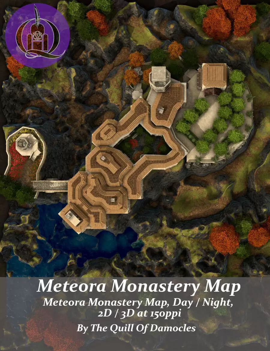 Meteora Monastery Region Map - Quill Of Damocles | DriveThruRPG