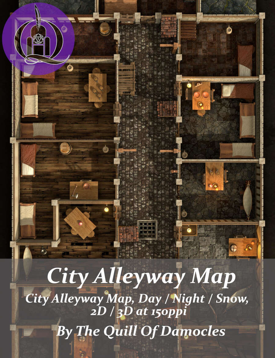 City Alleyway Street Map - Quill Of Damocles | DriveThruRPG