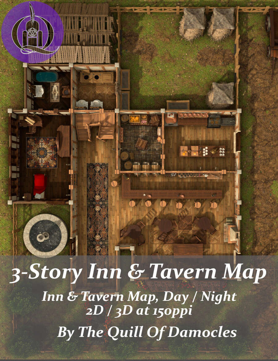 The Eagle's Roost 3-Story Inn & Tavern Map - Quill Of Damocles ...