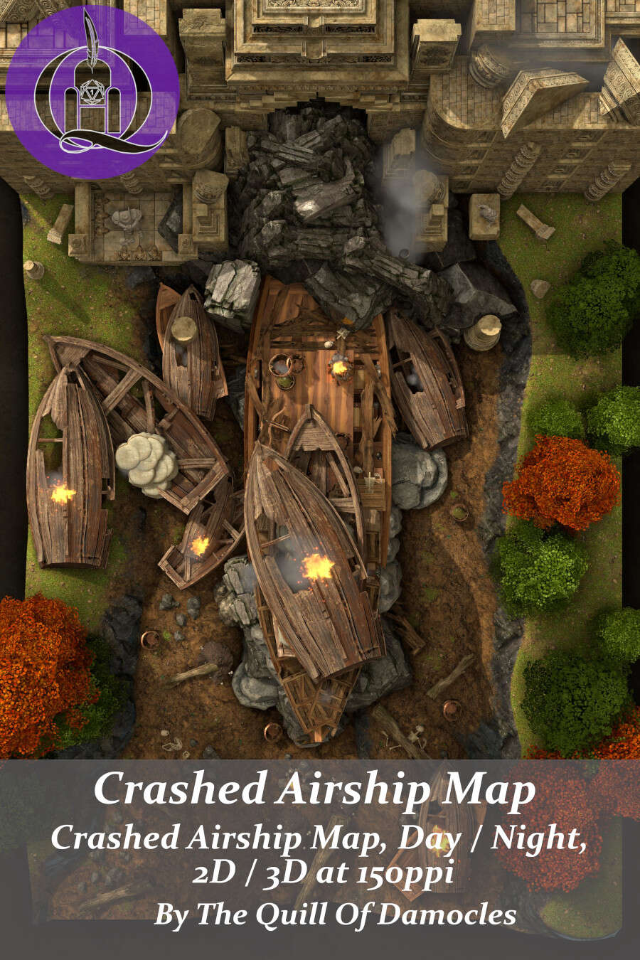Crashed Airship Map - Quill Of Damocles | DriveThruRPG