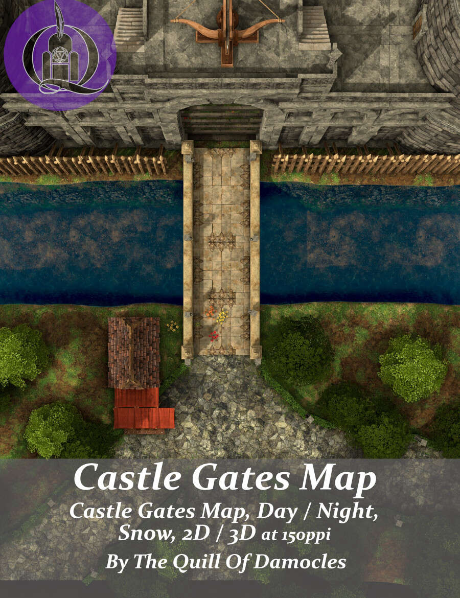 Castle Gates Encounter Map - Quill Of Damocles | DriveThruRPG