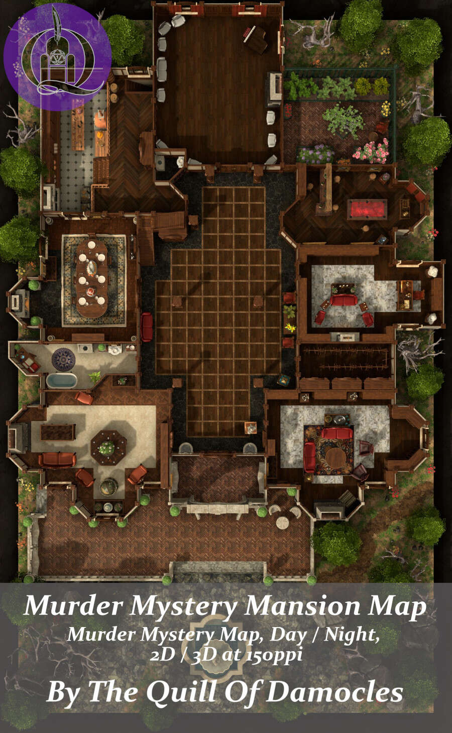 Murder Mystery Mansion Map - Quill Of Damocles | DriveThruRPG