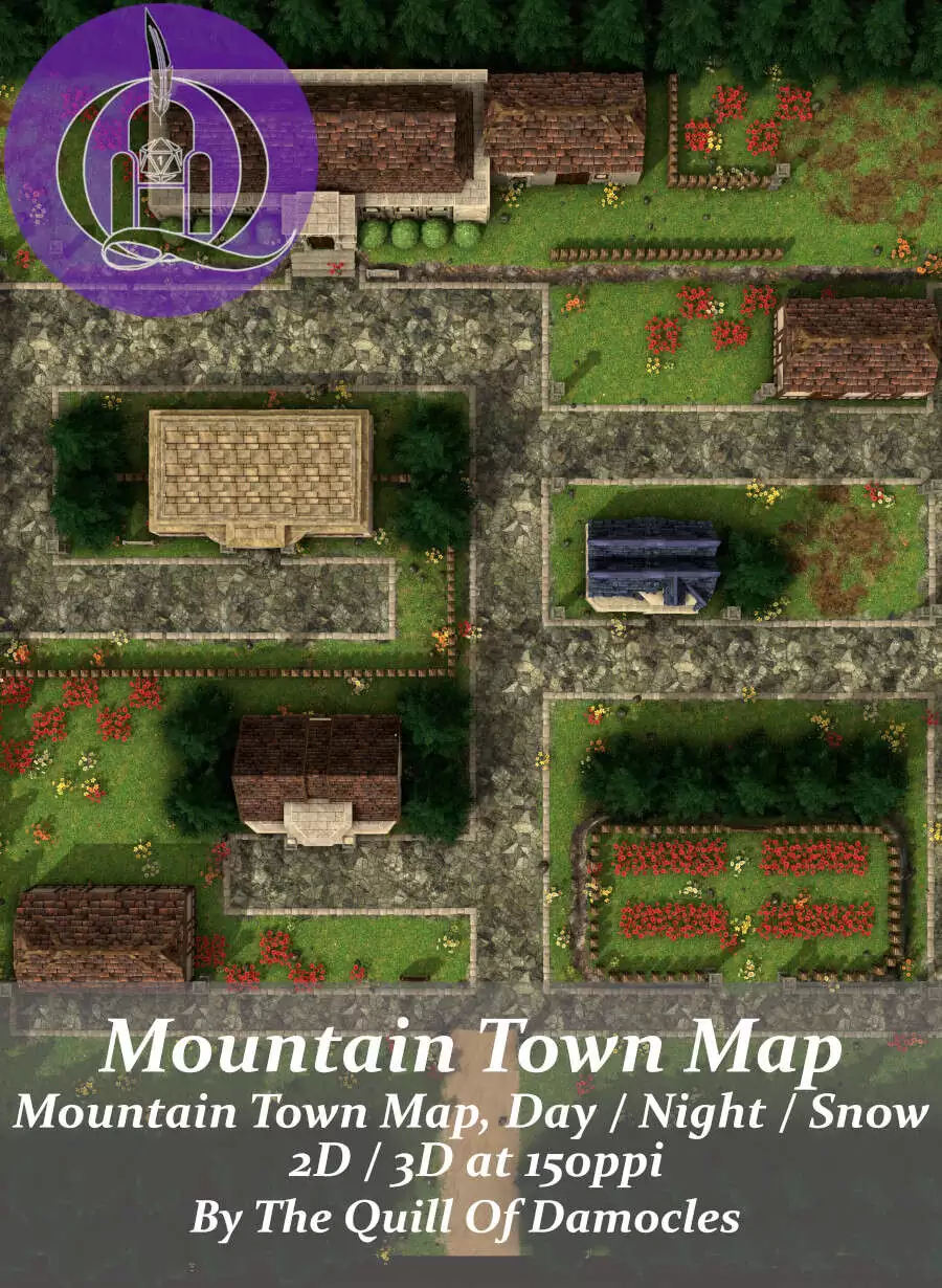 Mountain Town Map - Quill Of Damocles | DriveThruRPG