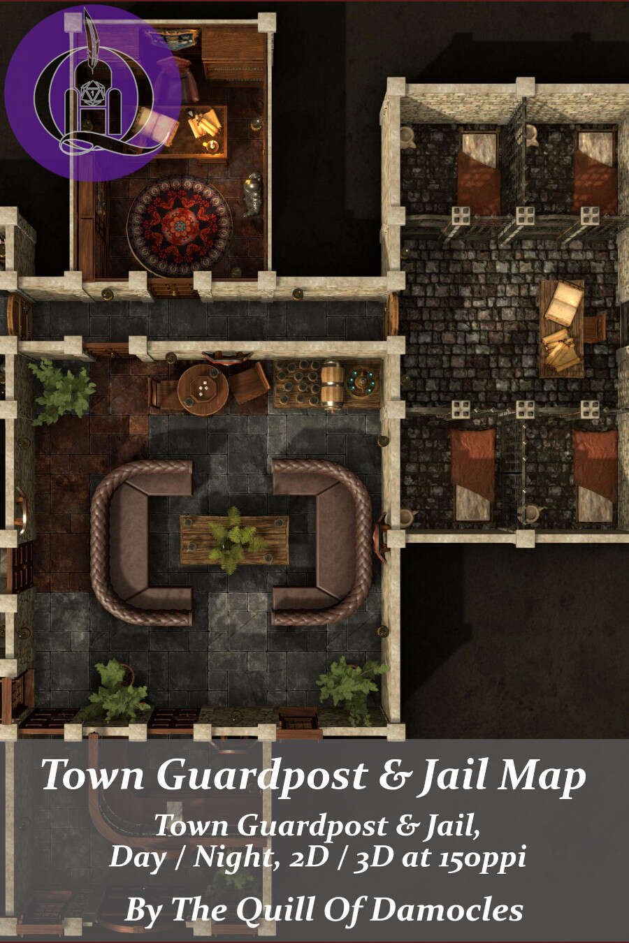 Town Guardpost & Jail Map - Quill Of Damocles | DriveThruRPG