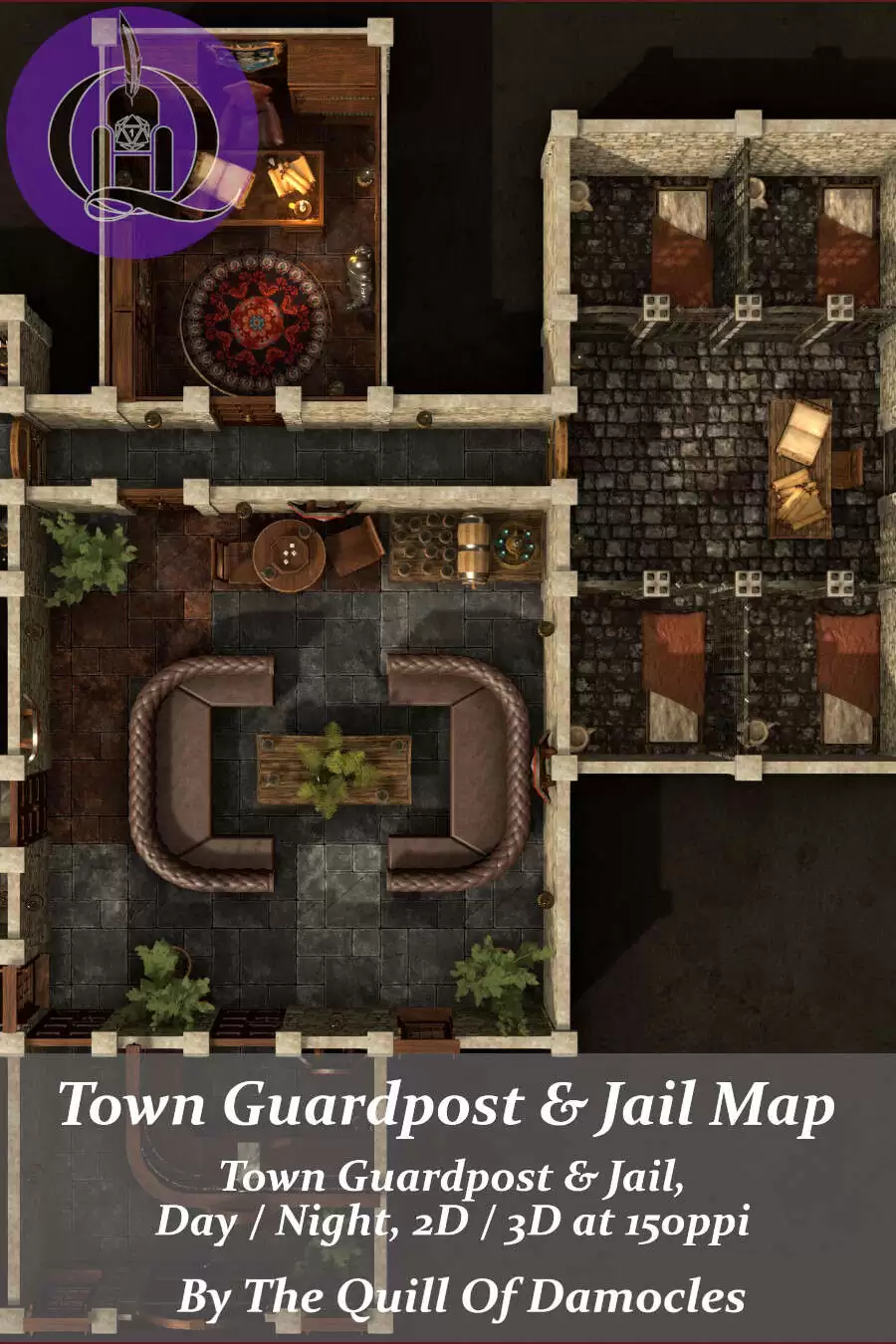 Town Guardpost & Jail Map - Quill Of Damocles | DriveThruRPG