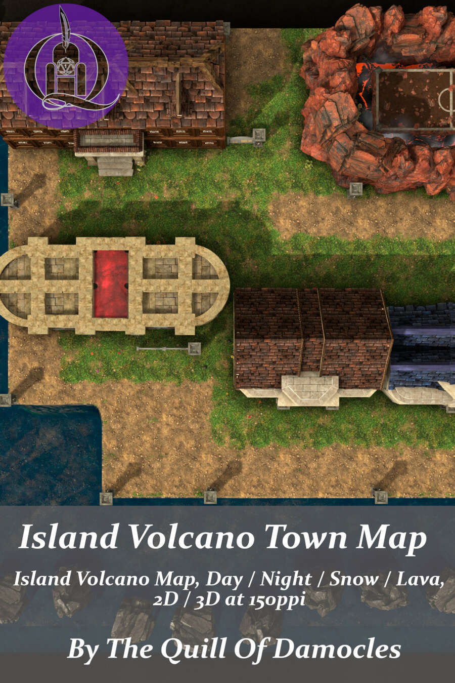 Volcano Island Town Map - Quill Of Damocles | DriveThruRPG