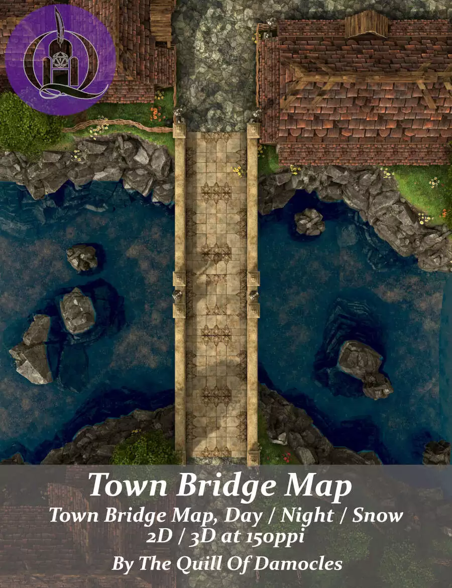 Town Bridge Map - Quill Of Damocles | DriveThruRPG