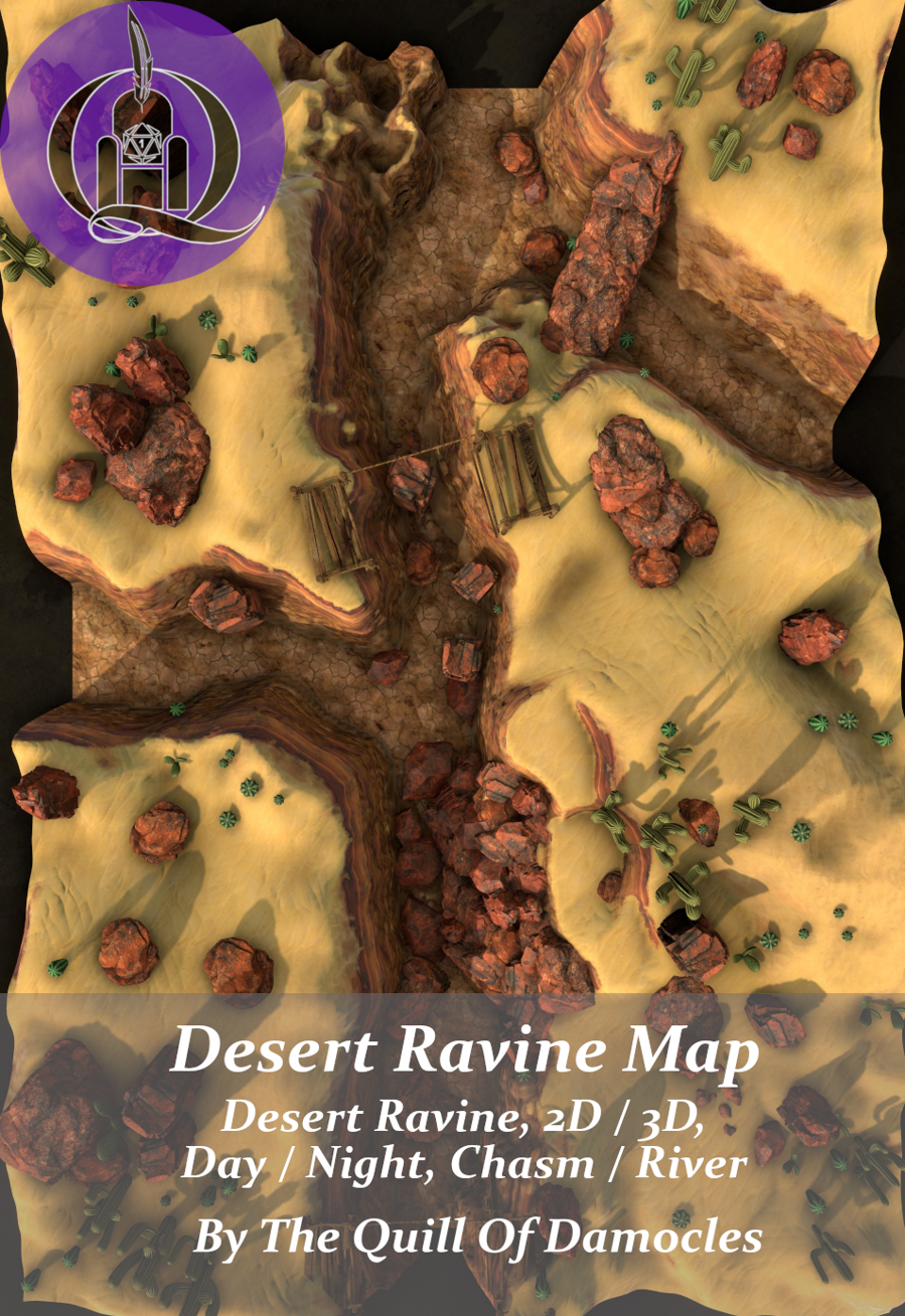 Desert Ravine & River Map - Quill Of Damocles | DriveThruRPG