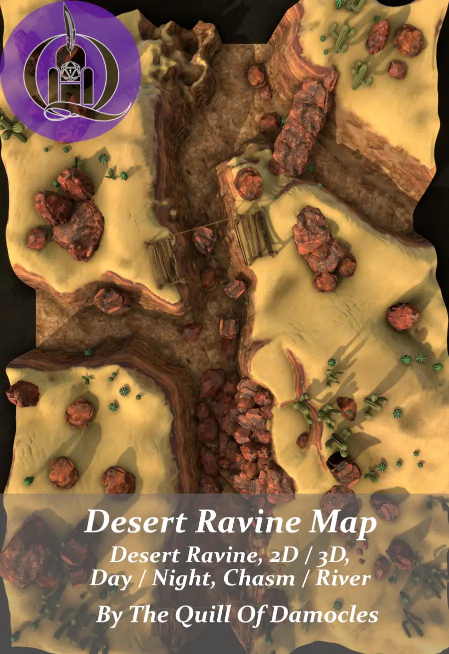 Desert Ravine & River Map - Quill Of Damocles | DriveThruRPG