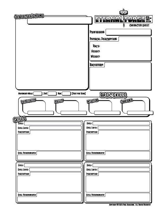 Eternal Forge: Character Sheet - Alien Fossil Art | DriveThruRPG