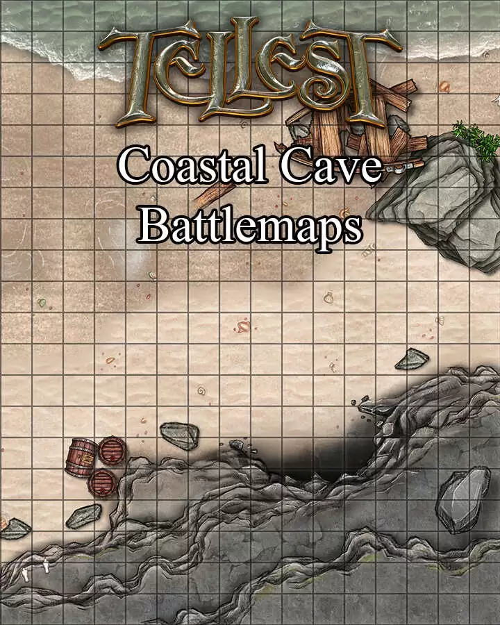 Coastal Cave Battlemap - Tellest | DriveThruRPG
