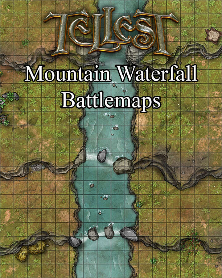 Mountain Waterfall Battlemap - Tellest | DriveThruRPG