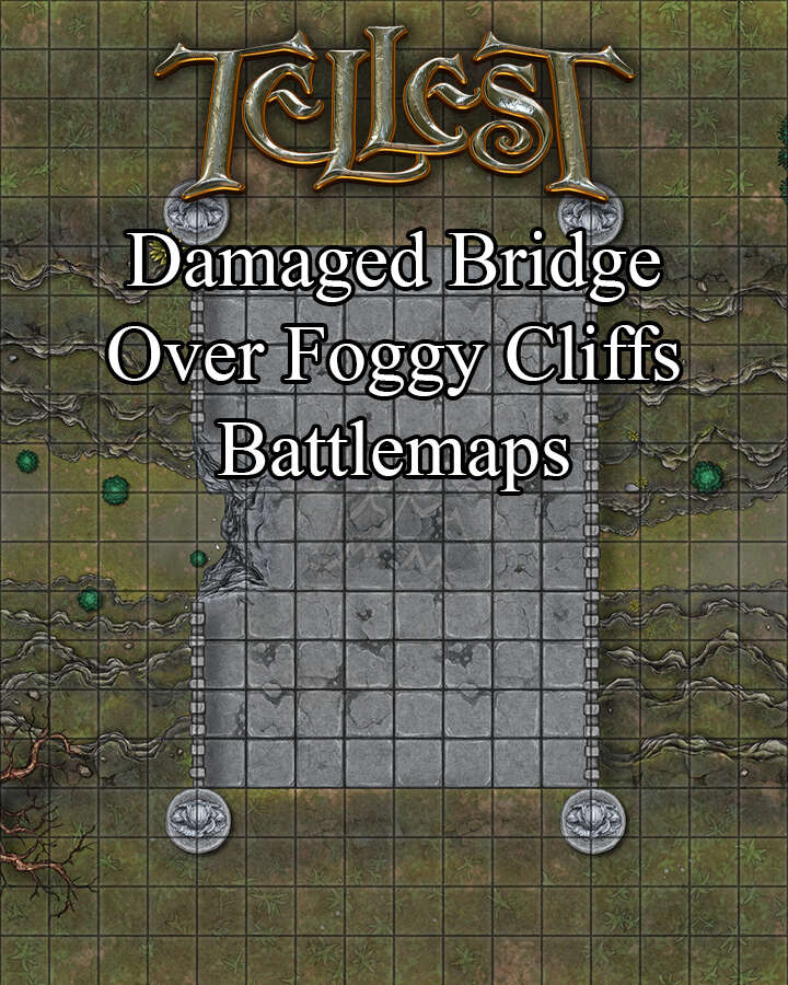 Damaged Bridge Over Foggy Cliffs Battlemap - Tellest | DriveThruRPG