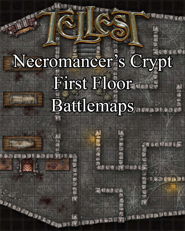 Necromancer's Crypt, First Floor Battlemap - Tellest | DriveThruRPG