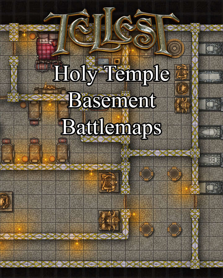 Holy Temple, Basement Battlemap - Tellest | DriveThruRPG