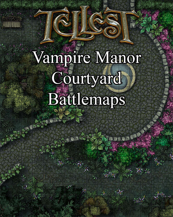 Vampire Manor Courtyard Battlemap - Tellest | DriveThruRPG