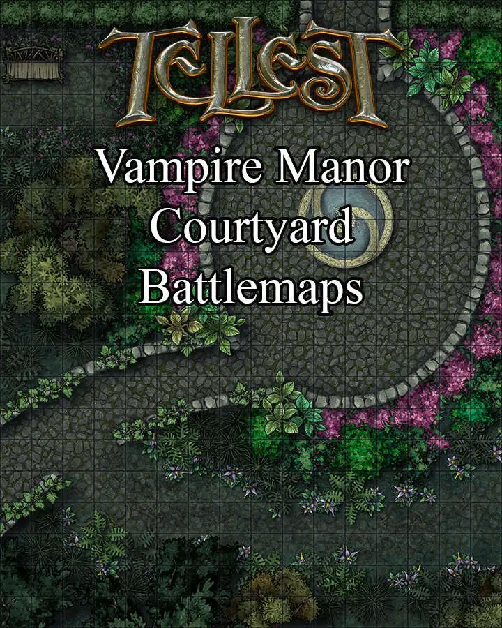 Vampire Manor Courtyard Battlemap - Tellest | DriveThruRPG