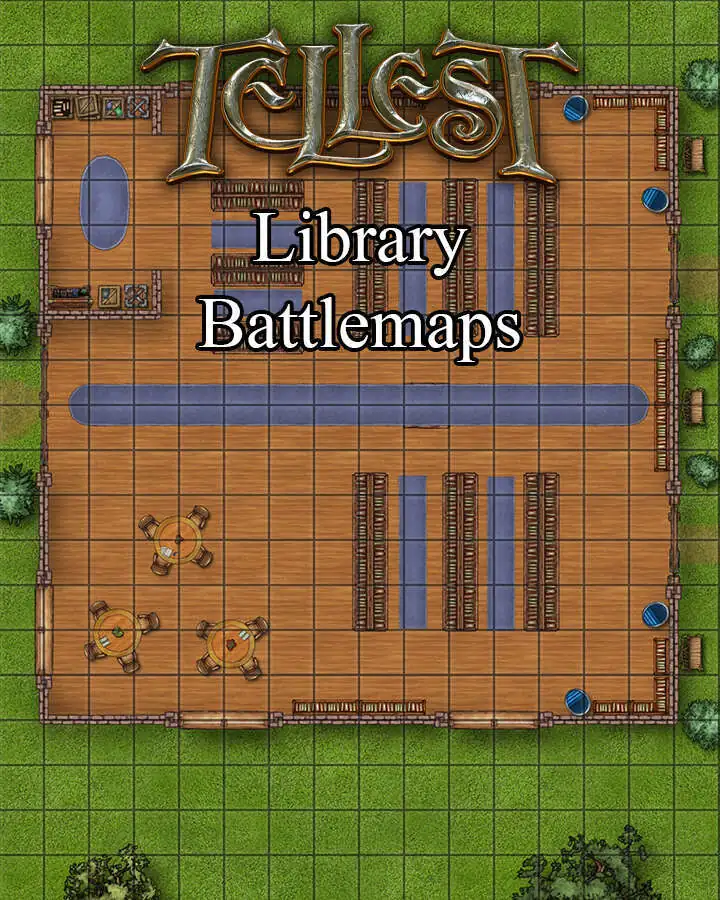 Library Battlemap - Tellest | DriveThruRPG