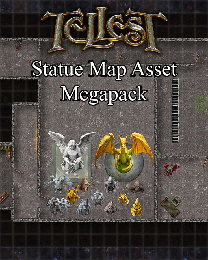 Statue Map Assets Megapack - Tellest | DriveThruRPG