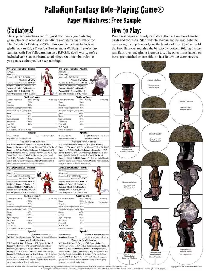 Palladium Fantasy RPG® Paper Miniatures Free Sample - Palladium Books ...