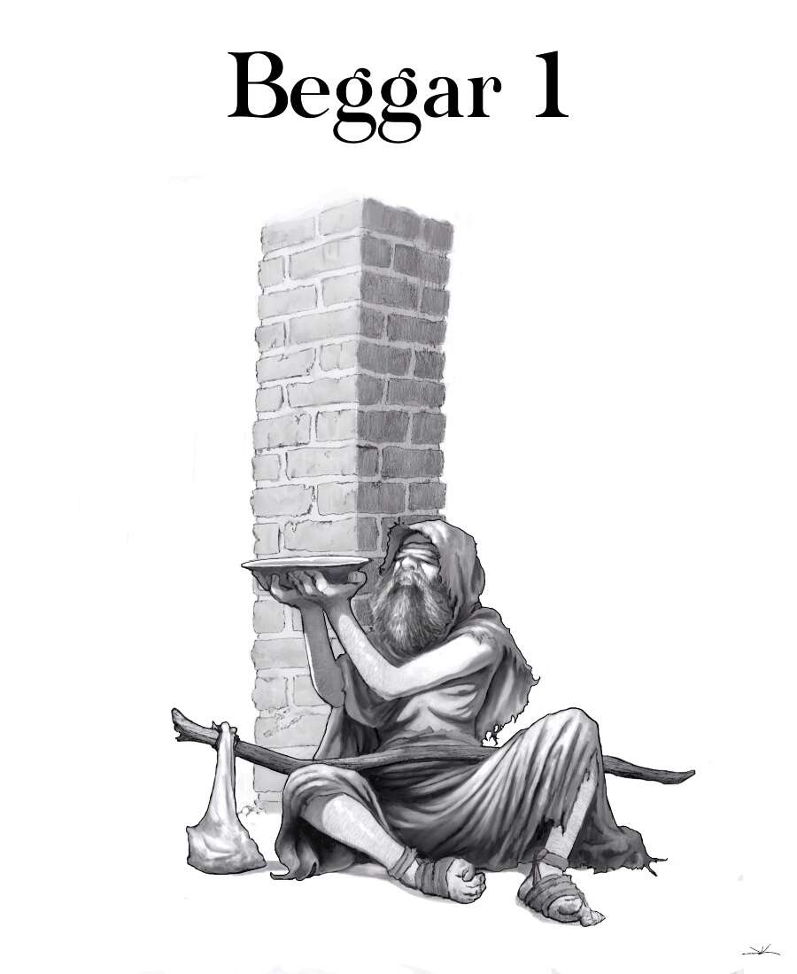 Beggar 1 - Stock Art - Jeff Koch Stock Art | Grayscale | DriveThruRPG