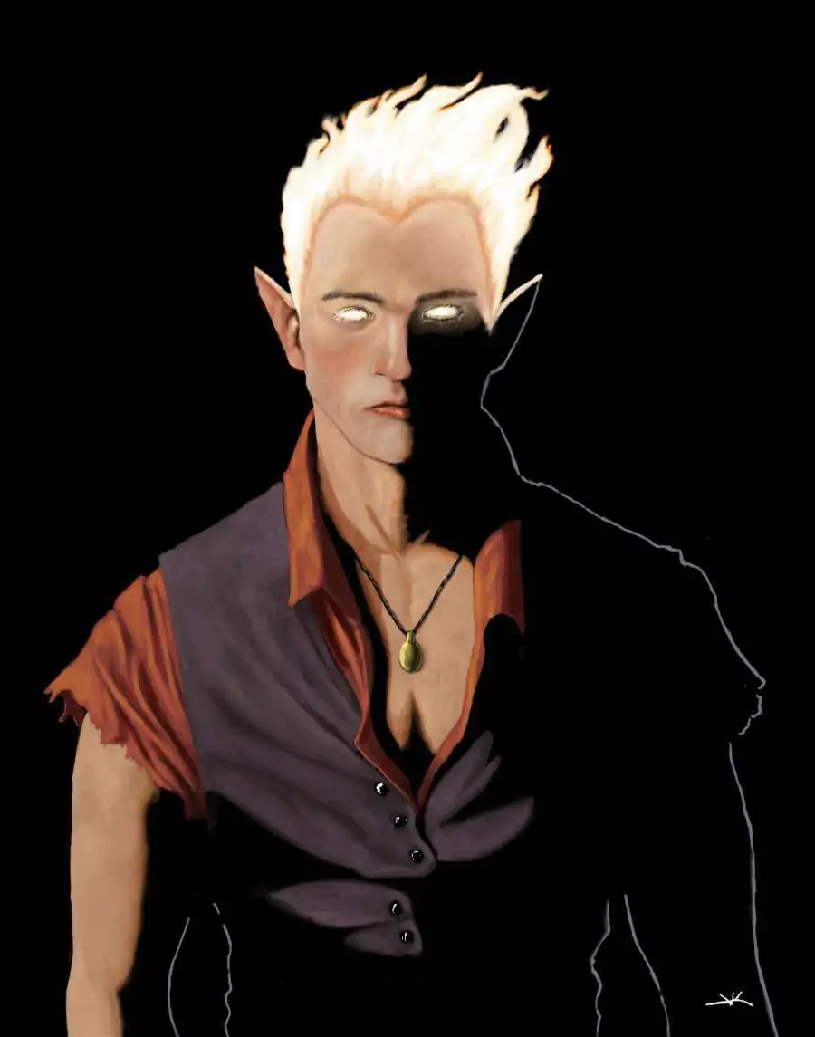 Male Fire Genasi - Jeff Koch Stock Art | Color Portraits ...