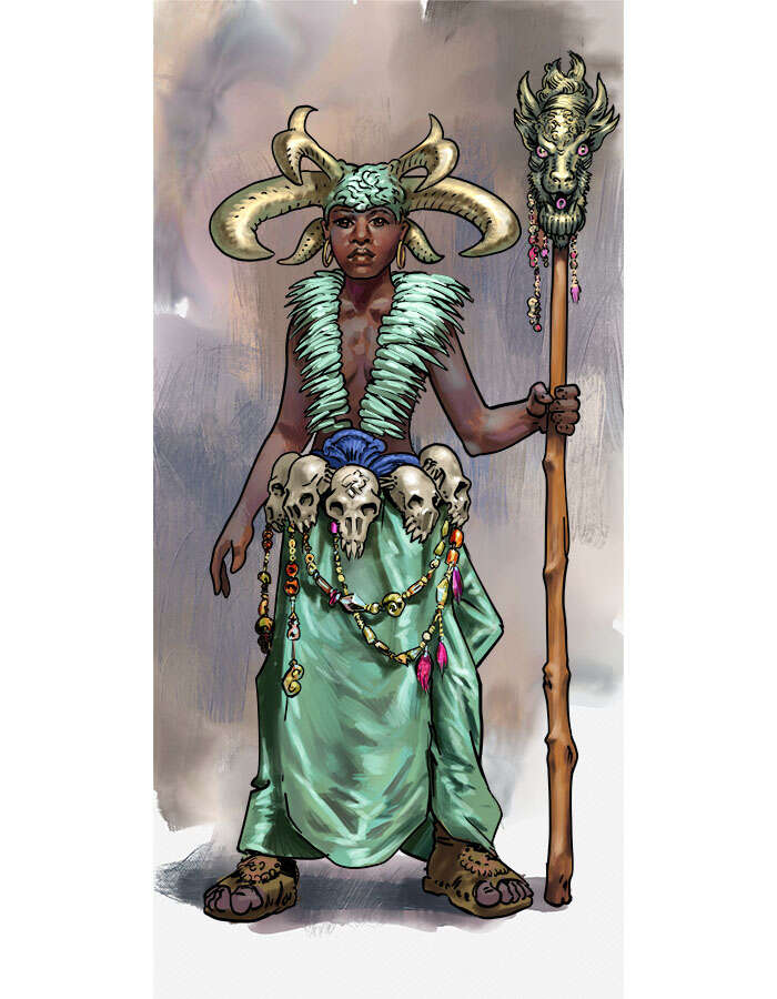 female wizard with background, stock art - Drawhaus Design | DriveThruRPG