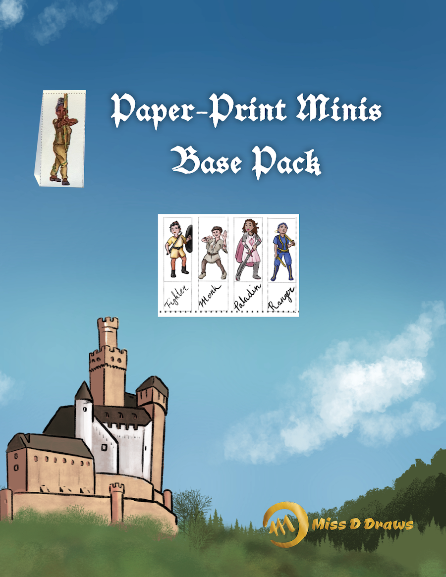 Miss D Draws's Base Pack Paper Minis - Miss D Draws | DriveThruRPG