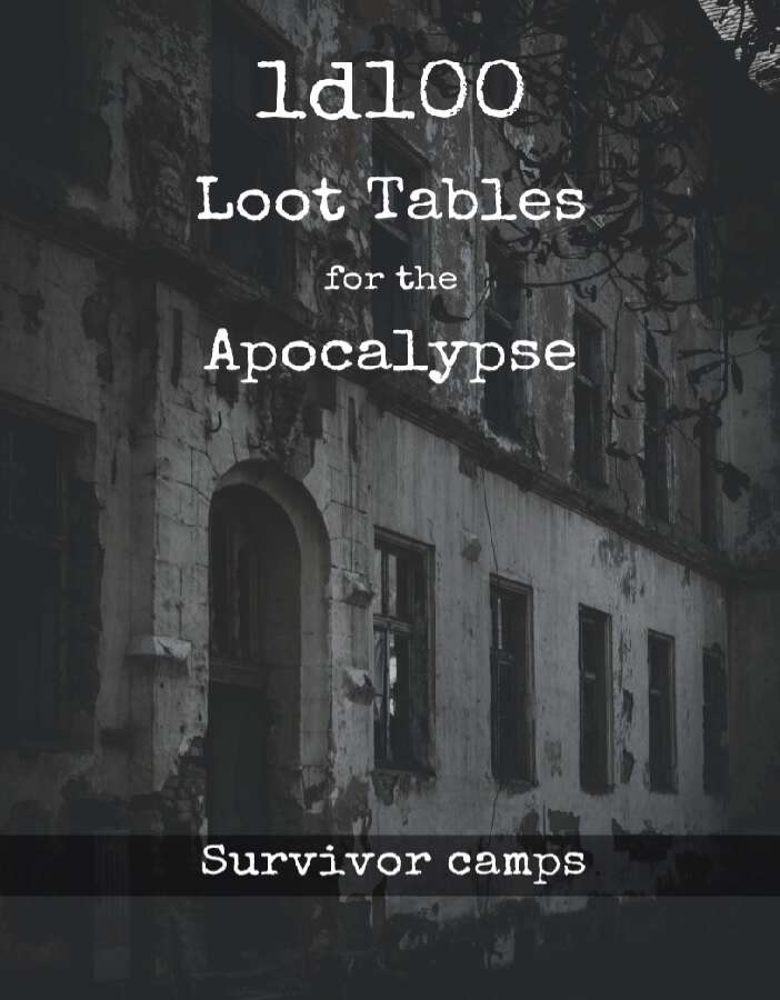 1d100 Loot Tables - Apocalypse - Survivor camps - Oasis Sage | DriveThruRPG