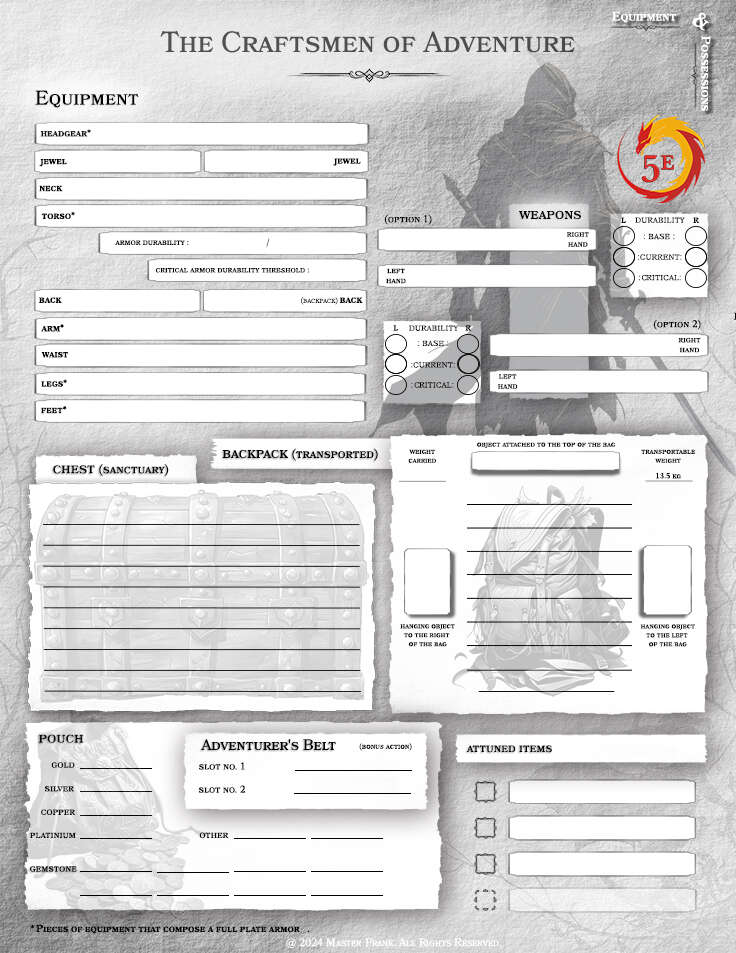 Character Sheet Epic 5e - Master Frank | English | DriveThruRPG