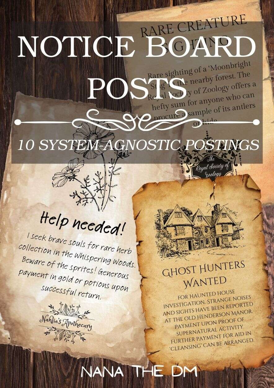 Printable Notice Board Posts - Nana The DM | DriveThruRPG