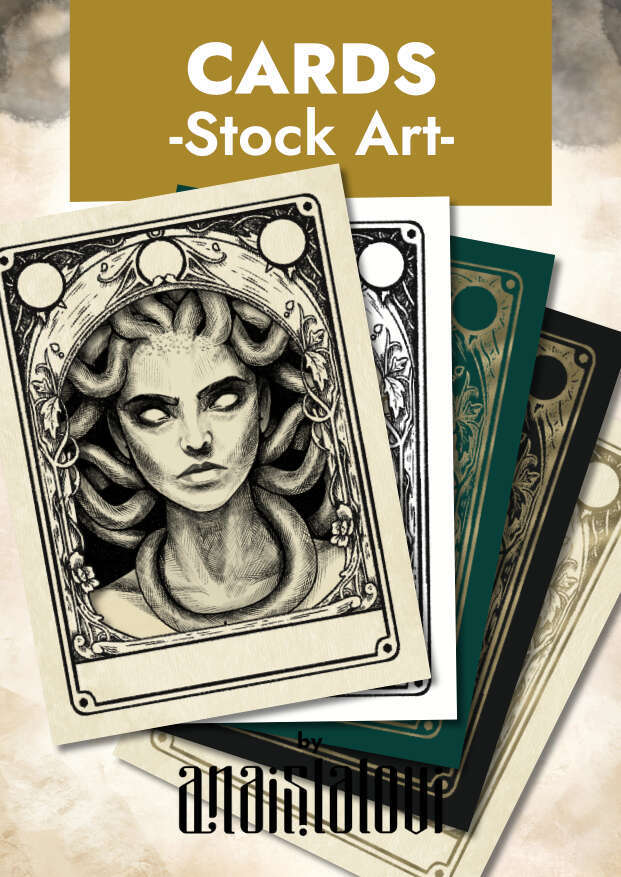 5 Frames for U.S. Poker-sized stock art Art Nouveau V2 + PSD ...