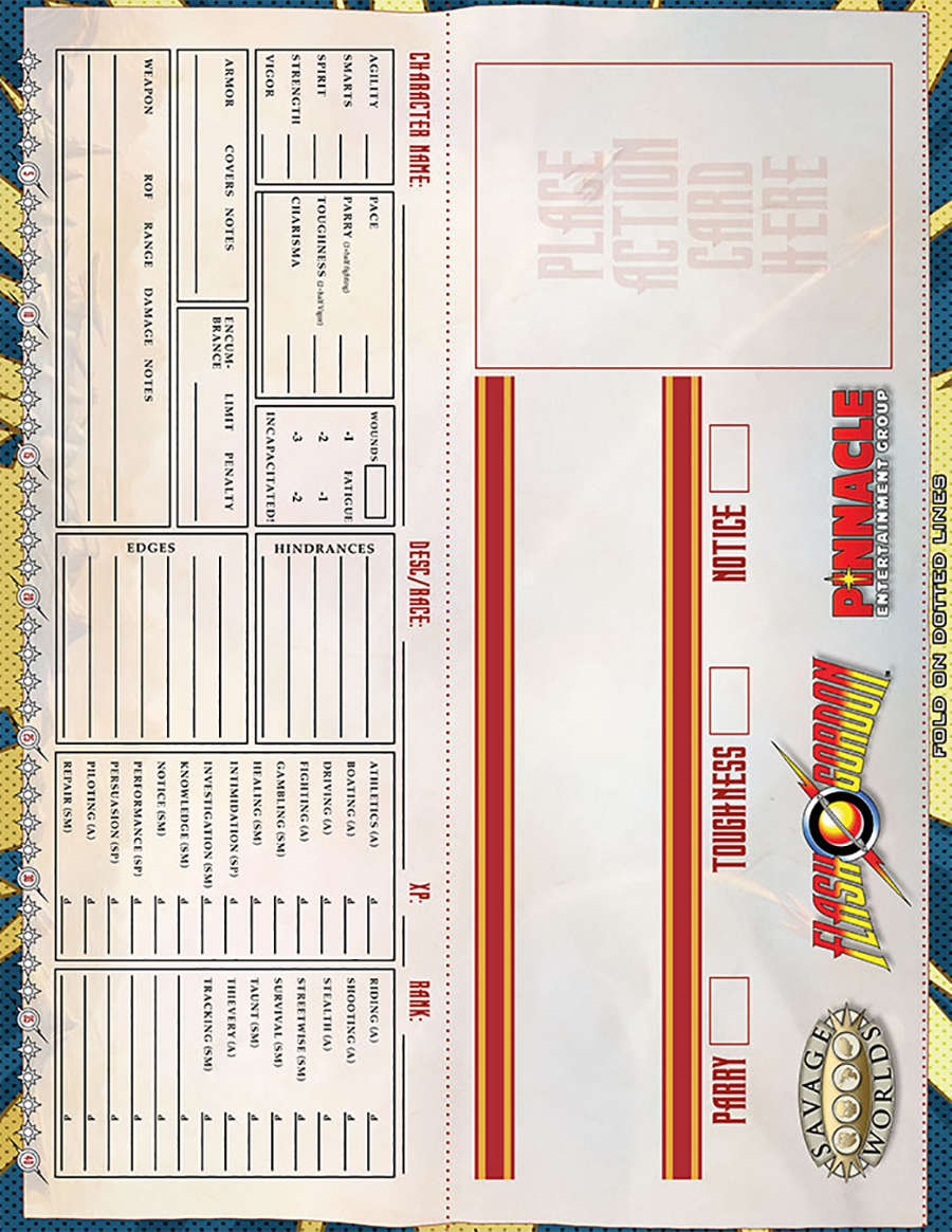 The Savage World of Flash Gordon: Table Tent Character Sheet - Pinnacle Entertainment | The ...