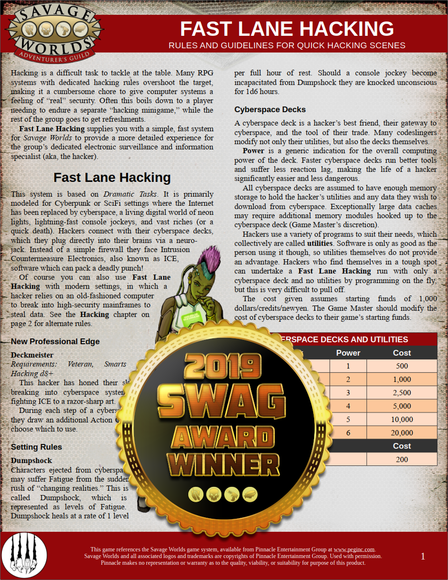 Fast Lane Hacking - Pinnacle Entertainment | Veiled Fury Entertainment ...