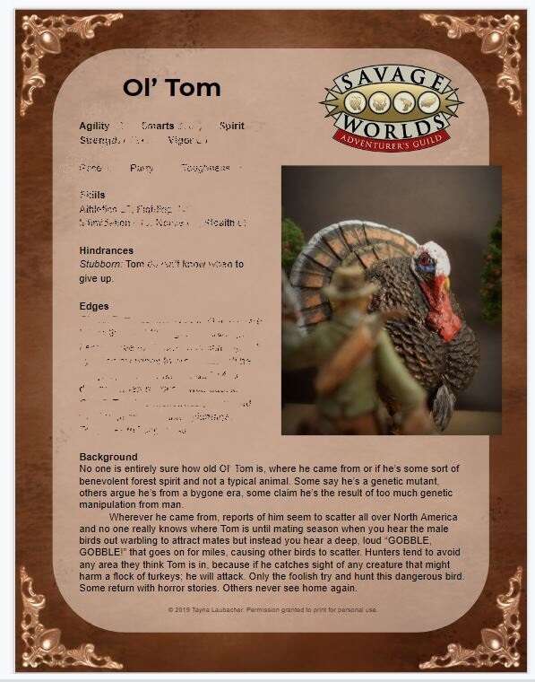 Ol' Tom - One Sheet for Savage Worlds - Pinnacle Entertainment | Tayna ...