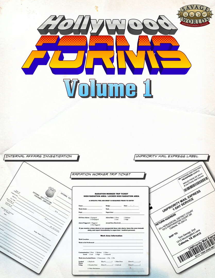 Hollywood Forms - Volume 1 - Pinnacle Entertainment | SWAG | DriveThruRPG