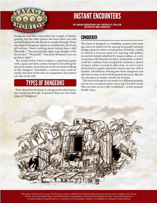 Instant Encounters - Pinnacle Entertainment | SWAG | DriveThruRPG