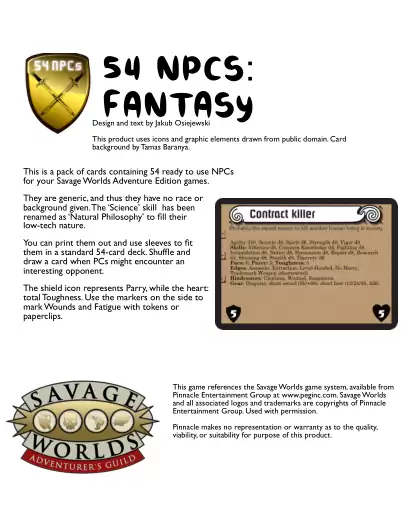 54 NPCs - Fantasy - Pinnacle Entertainment | SWAG | DriveThruRPG