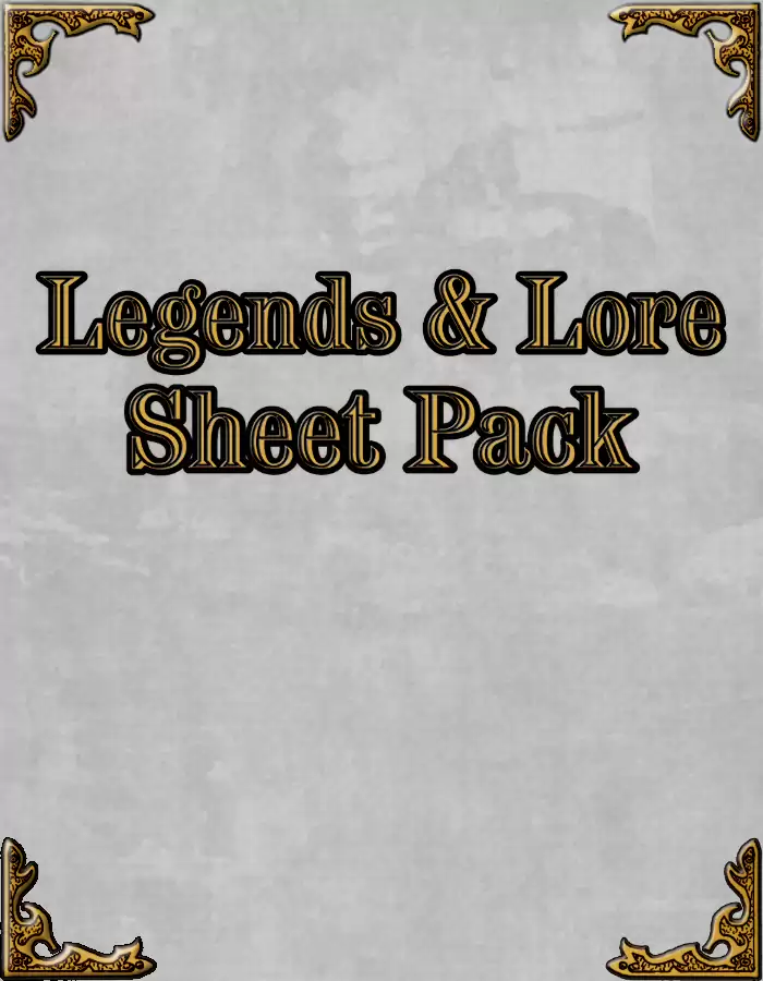 Legends and Lore - Sheets - Pinnacle Entertainment | SWAG | Krakou ...