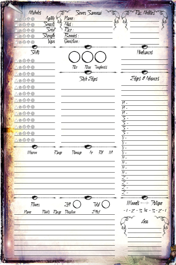 Big Apple Sewer Samurai fillable character sheet - Pinnacle ...