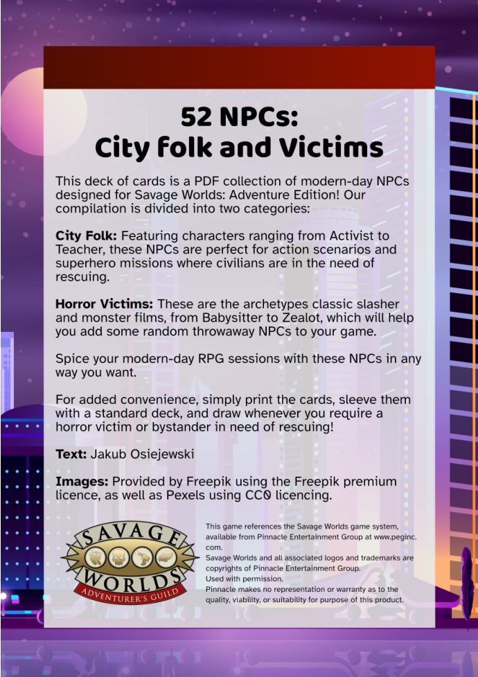 52 NPCs - City Folk/Victims - Pinnacle Entertainment | SWAG | Just Me ...
