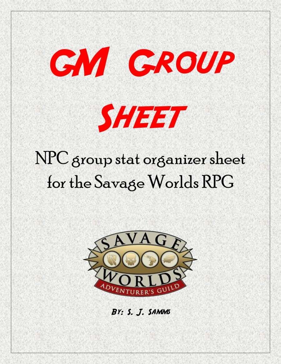 GM Group Sheet - Pinnacle Entertainment | SWAG | DriveThruRPG