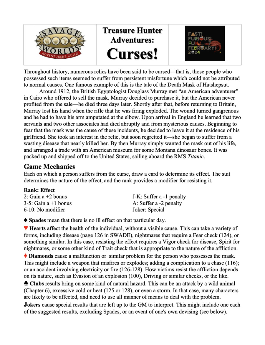 Curses! - Pinnacle Entertainment | SWAG | DriveThruRPG