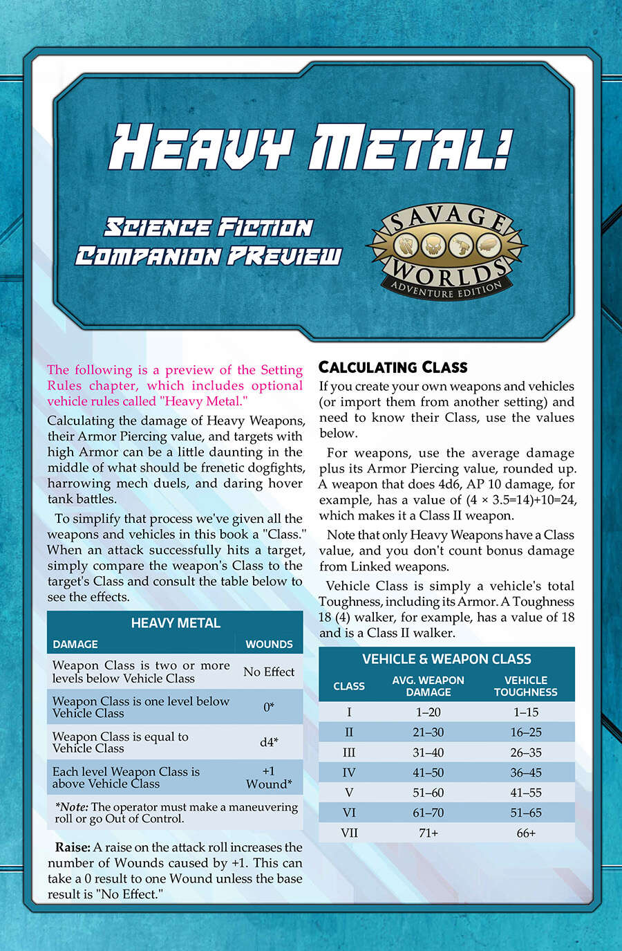 SWADE Science Fiction Companion Heavy Metal Preview - Pinnacle ...