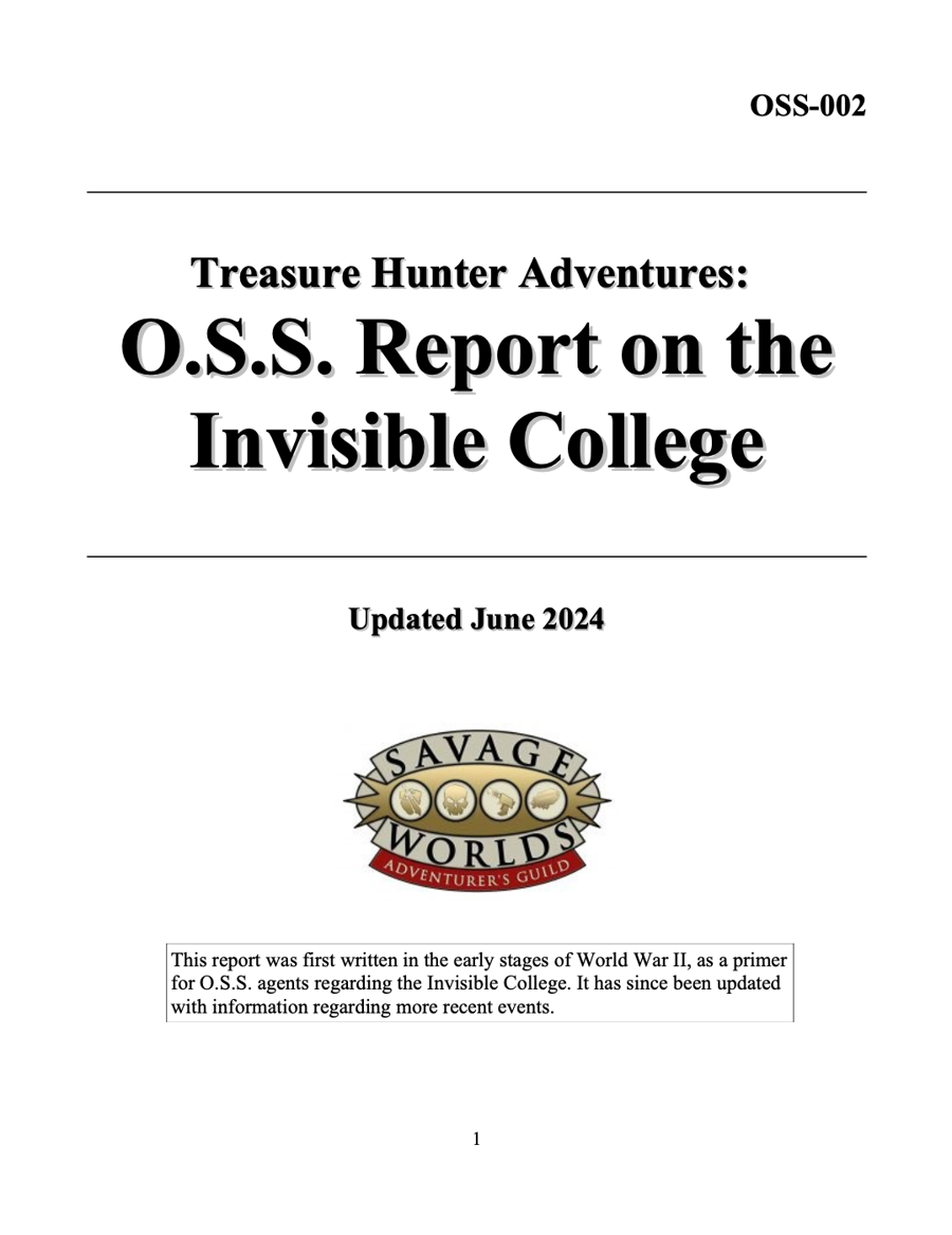 OSS Report on the Invisible College - Pinnacle Entertainment | SWAG | DriveThruRPG